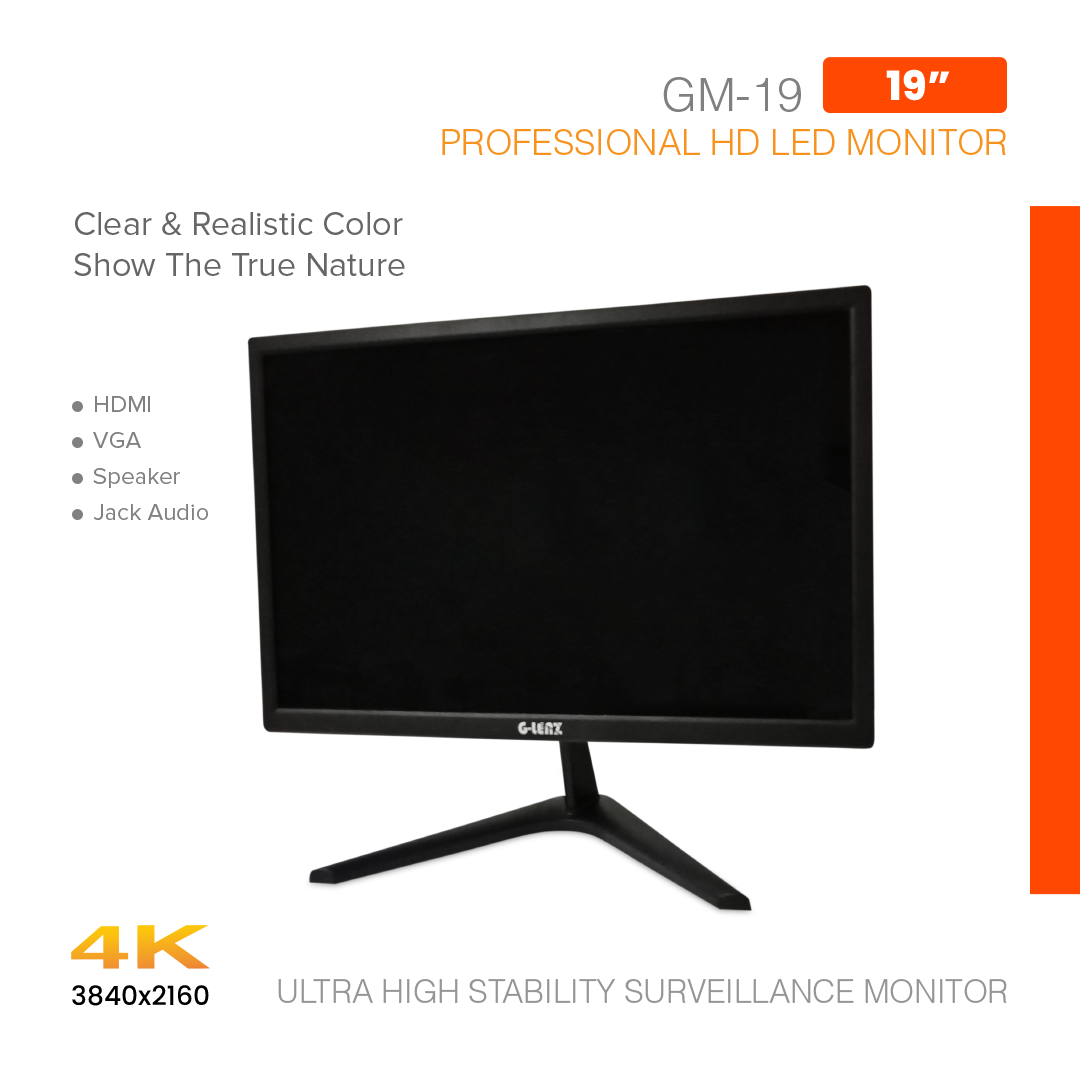 Monitor Surveillance 4K Ultra High Stability 19" GM-19 – GLENZ SECURITY